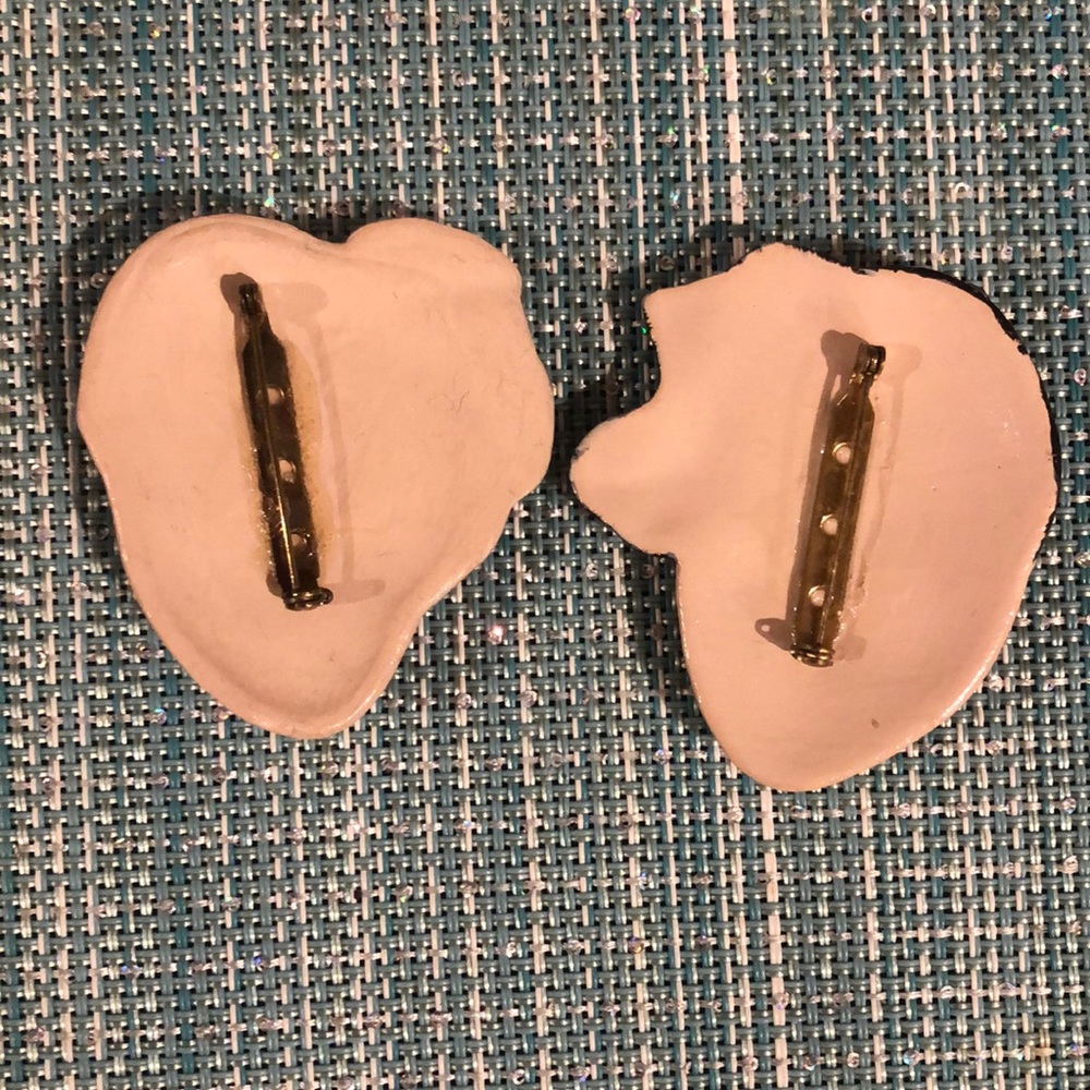2 Vintage Flapper 20’s Style Face Pins - Gem